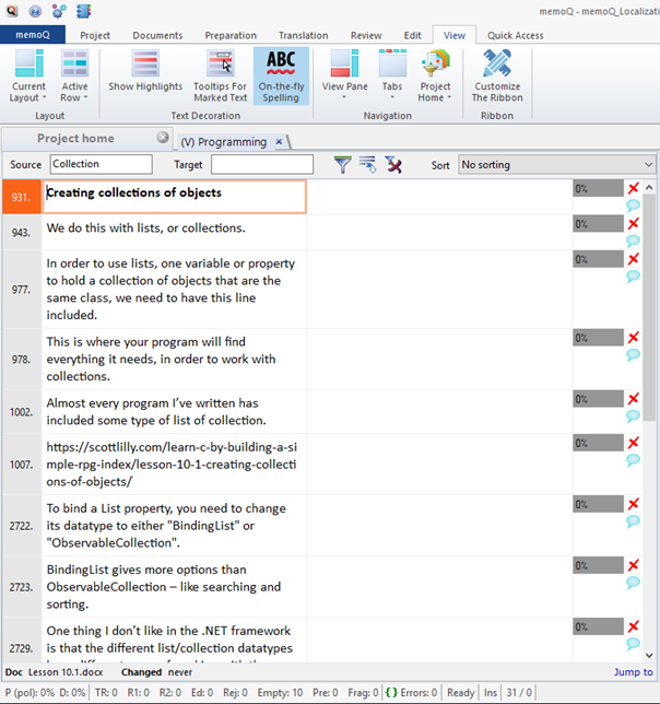 Speeding up Translation: The memoQ Sorting and Filtering Cheat Sheet