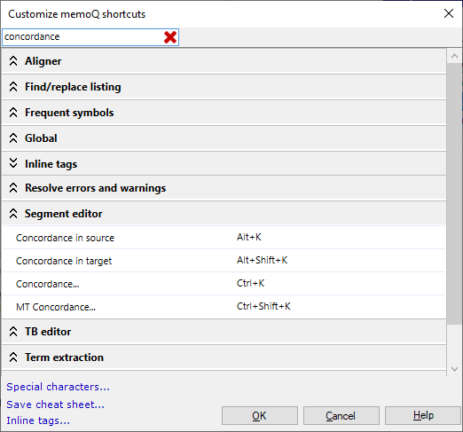 Concordance Tweaks in memoQ